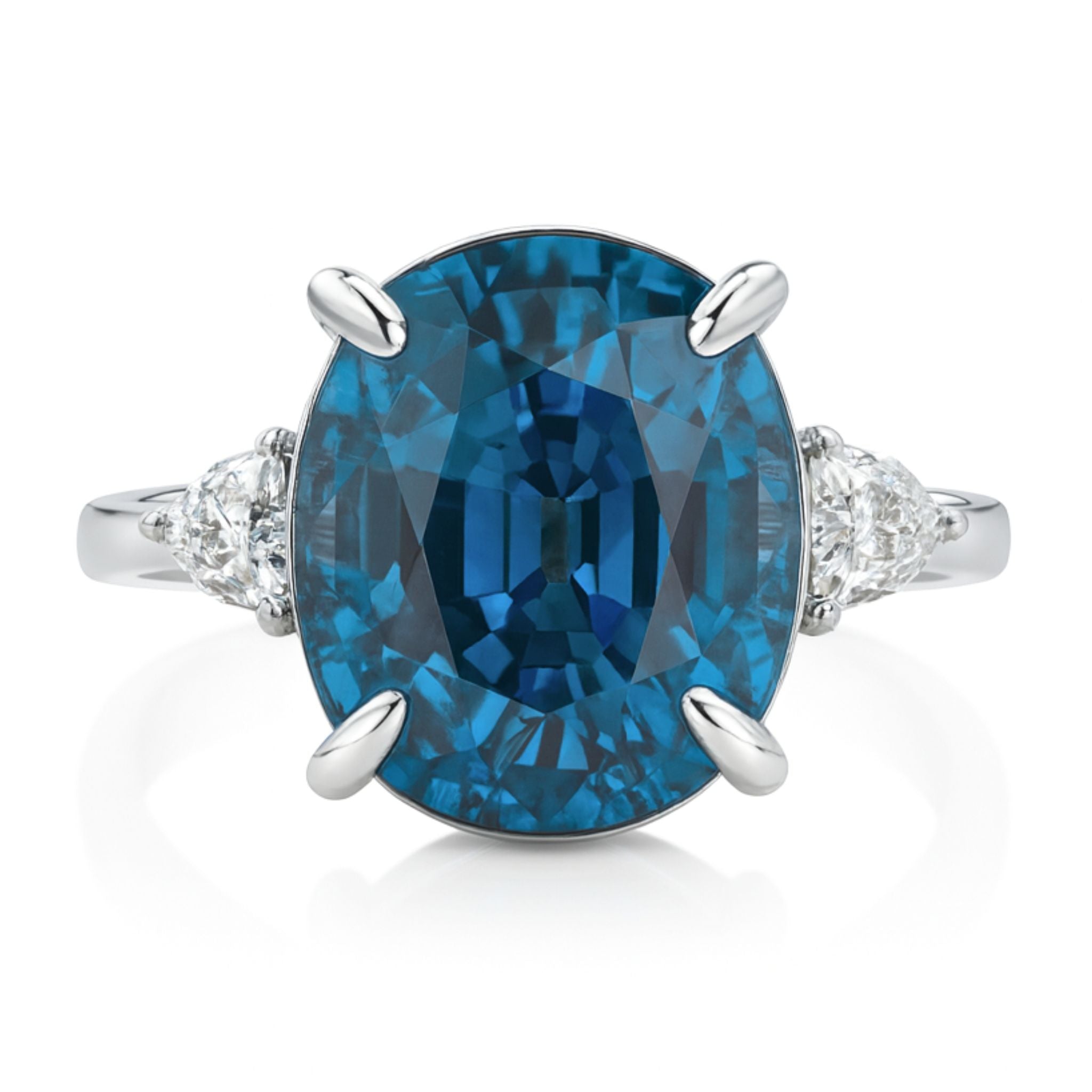 14K 15.37ct Oval Private Collection Blue Zircon 0.29cttw Fancy Cut VS ...
