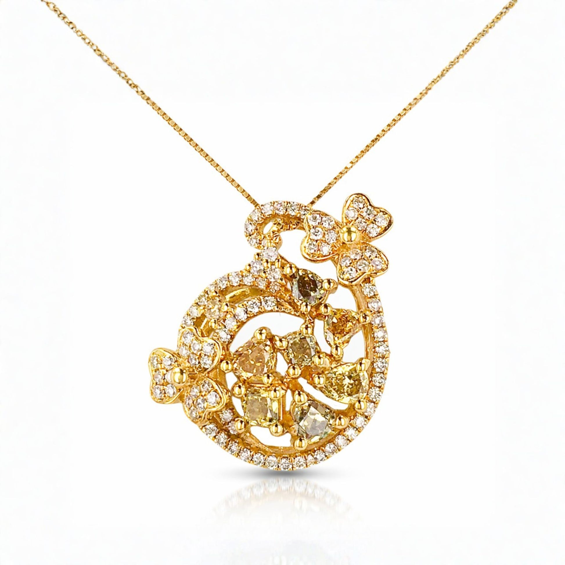 18K 1.24cttw Multi-Color Diamond Necklace | TVON