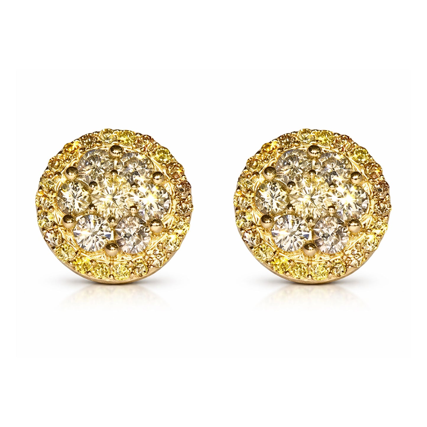 14K 3.05cttw Round Multi-Color Diamond Stud Earrings | TVON