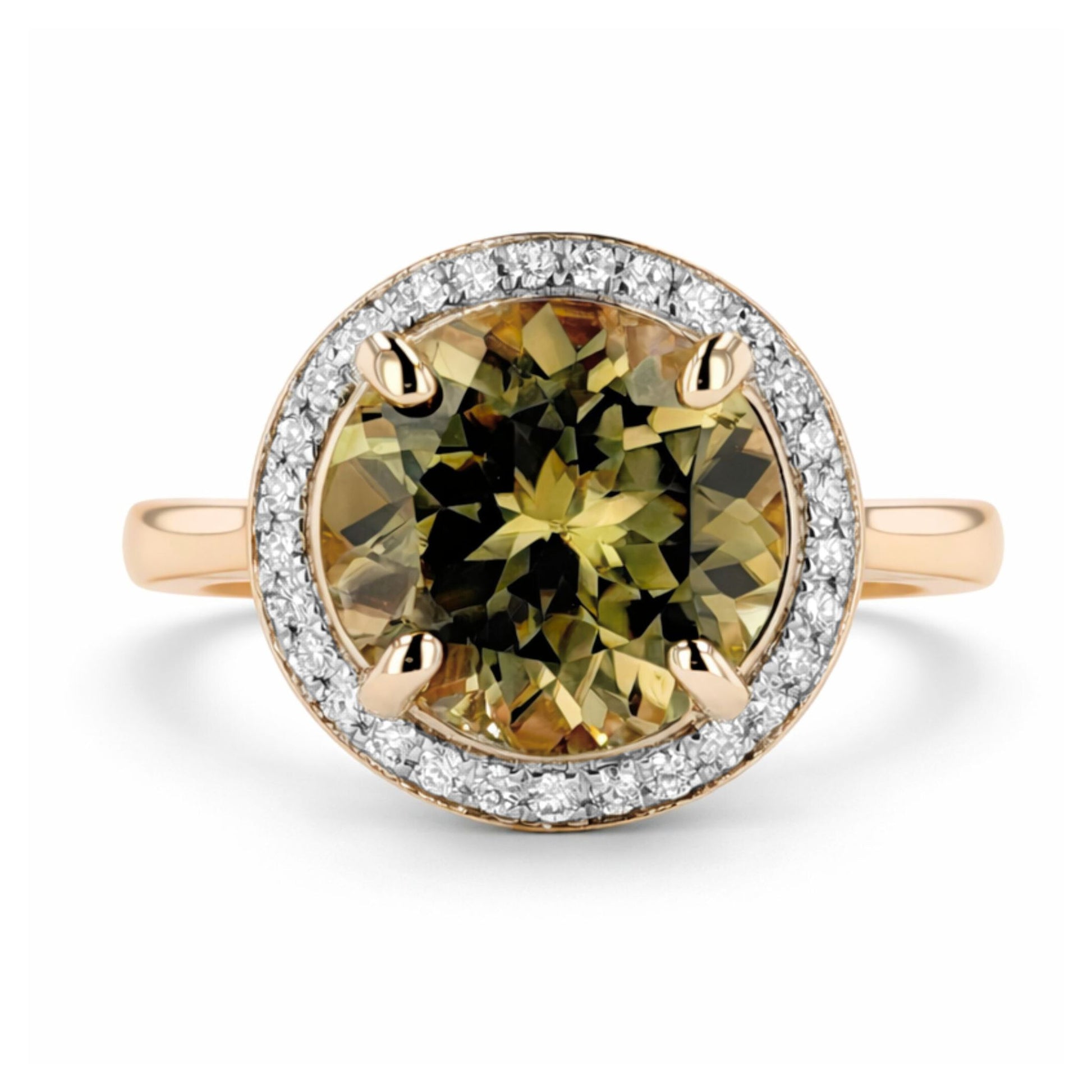 14K 3.83ct Round Color Change Diaspore 0.20cttw VS White Diamonds Ring ...