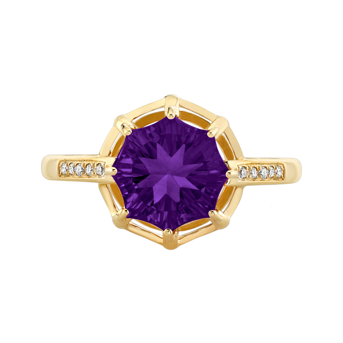 14K 3.00ct Fancy Octagon Cut Amethyst and Diamond Ring | TVON