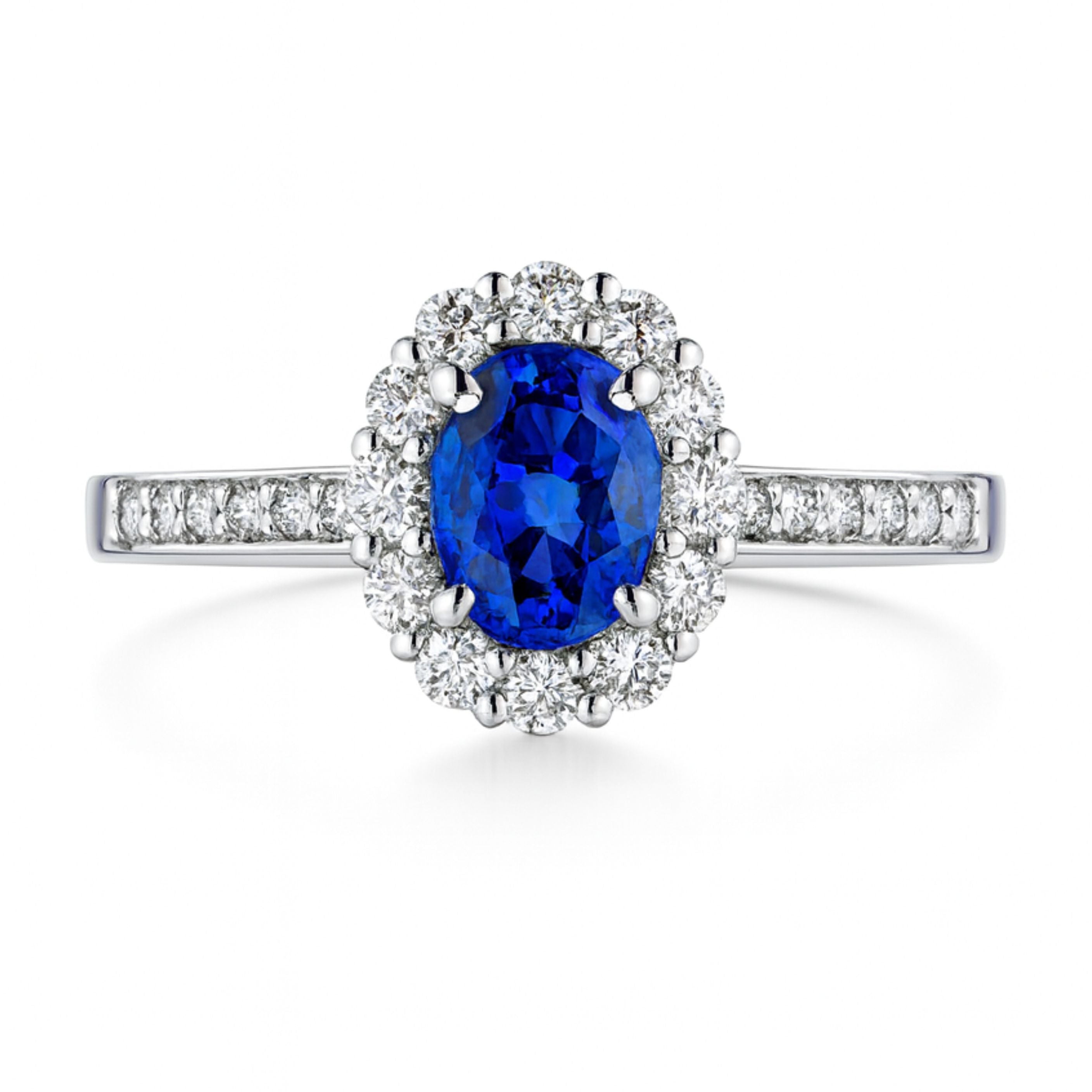 Platinum 0.40ct Oval Hauyne 0.31cttw White Diamonds Ring | TVON